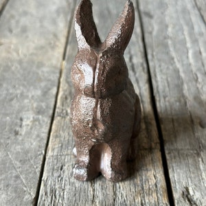 Small 4” Cast Iron Rabbit Statue - Figurine Paperweight Art Figure ...