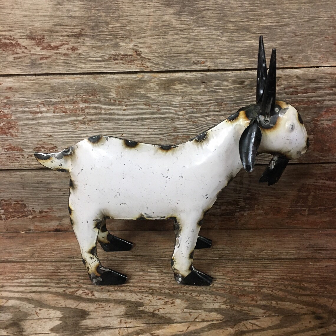 Cute Hand-made Metal Goat Statue Figurine Folk Art Farmhouse Shic Baby ...