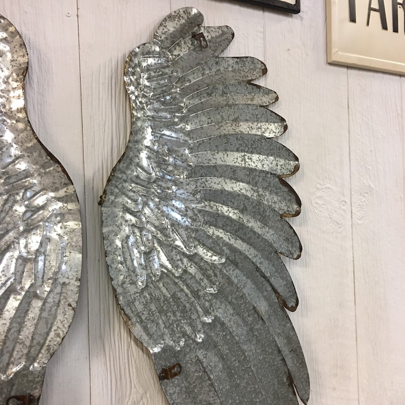 Large 43 Set of Galvanized Metal Angel Wings Pair Rustic - Etsy