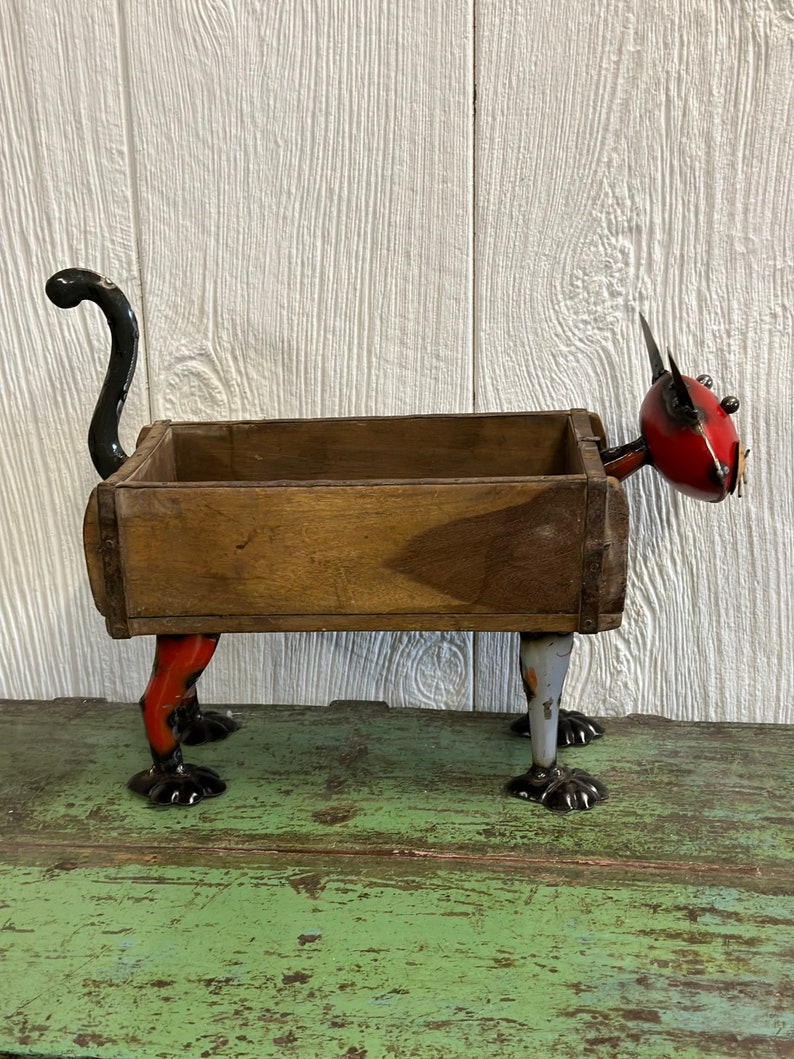 Rustic Primitive Metal Cat Farmhouse Decor Vintage Wooden Brick Mold ...
