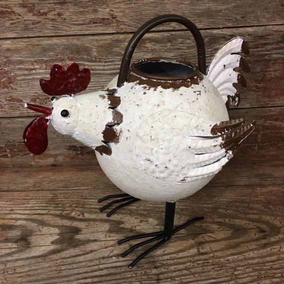 Cute Metal Chicken Planter Display Utensil Holder Art Statue | Etsy