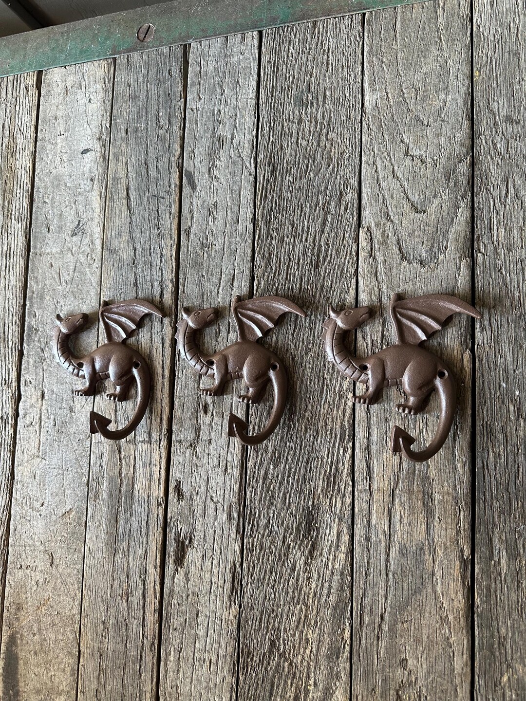 Set of 3 Dragon Hooks - Medieval Castle Knights Entryway Bathroom Towel ...
