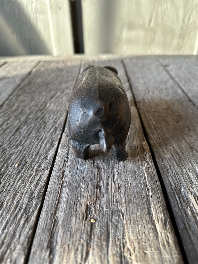 Small 5” Cast Iron Pig Statue - Figurine Paperweight Art Figure Hog ...