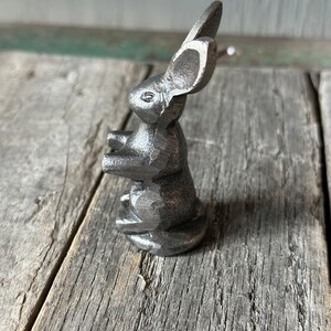 Small 3” Cast Iron Rabbit Statue - Figurine Paperweight Art Figure ...
