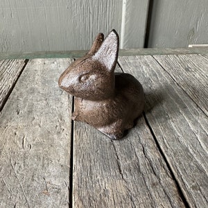 Solid Cast Iron Rabbit Statue - Figurine Heavy Paperweight Art Figure ...