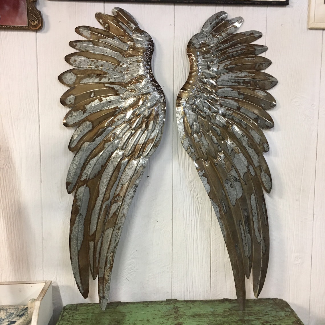 Large 43 Set of Galvanized Metal Angel Wings Pair Rustic - Etsy