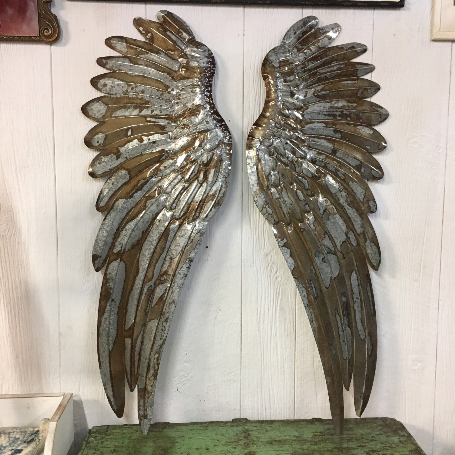 Large 43 Set of Galvanized Metal Angel Wings Pair Rustic - Etsy