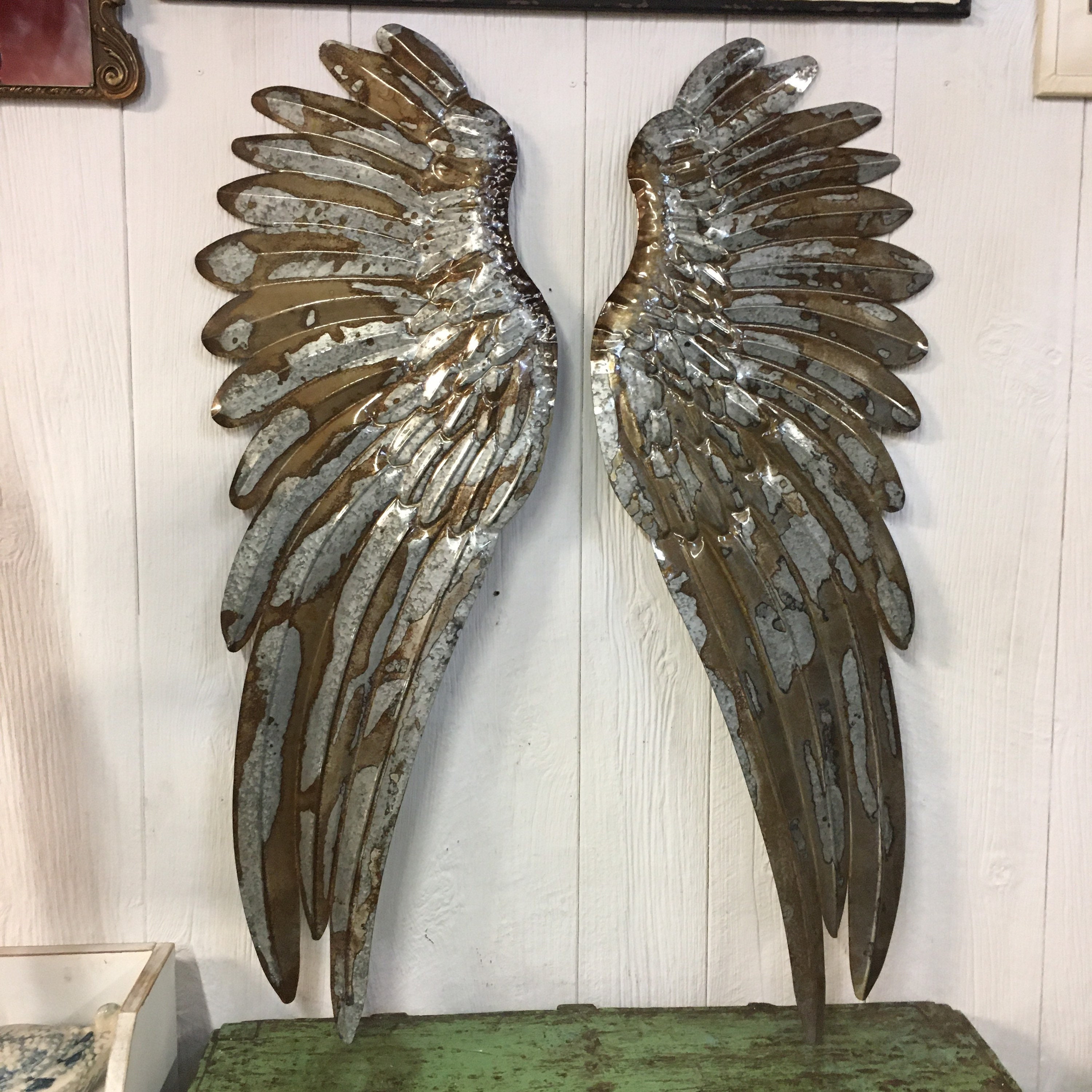 Large 43 Set of Galvanized Metal Angel Wings Pair Rustic - Etsy