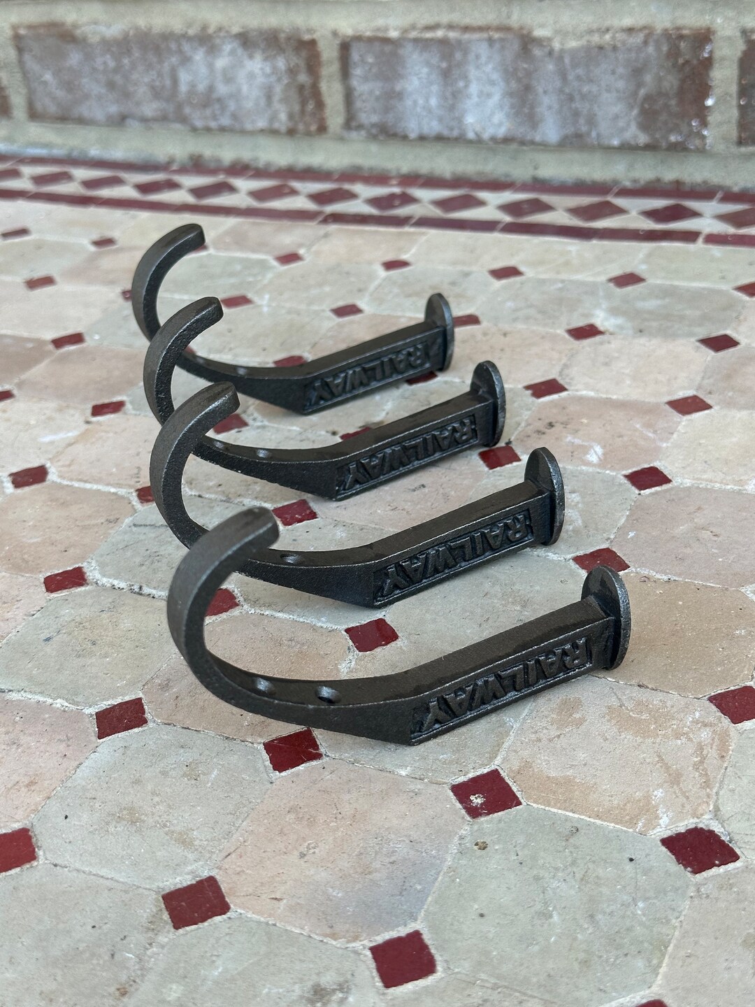 4 Railroad Spike Wall Hook, Cast Iron Railroad Spike Coat Hook, Railway ...