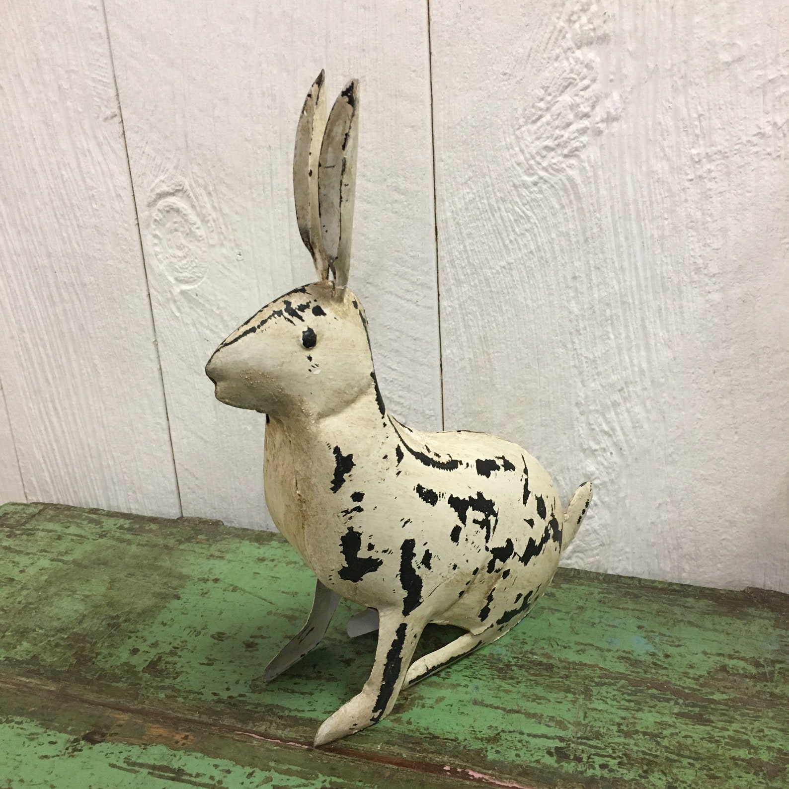Cute Distressed Metal Rabbit Statue Figurine Folk Art - Etsy