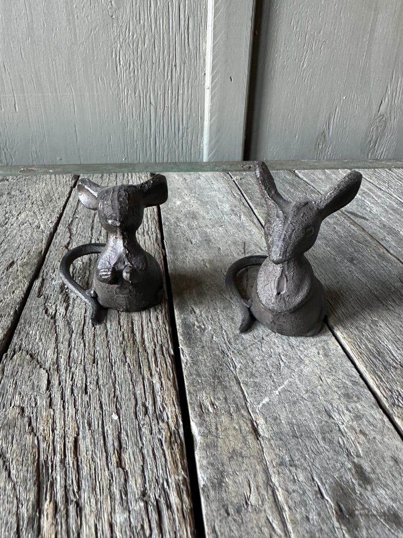 Pair of Mice - Set of 2 Cast Iron Mice Paperweight Statue Shelf Art ...