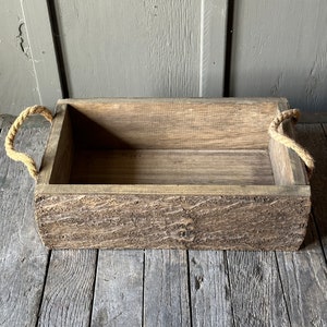 Set of 3 - Rustic Wooden Box W/ Live Edge Bark Rope Handles Cabin ...