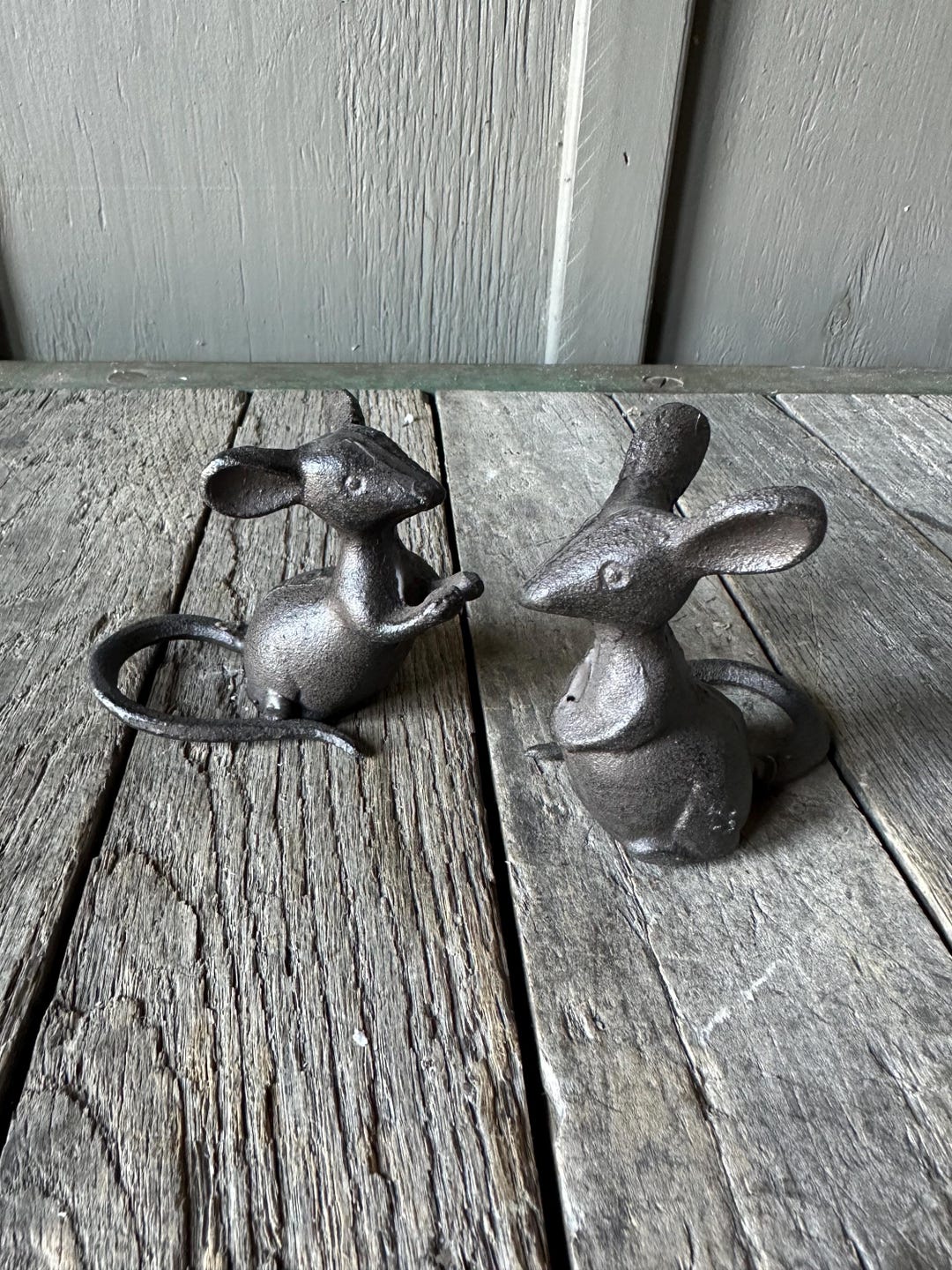 Pair of Mice - Set of 2 Cast Iron Mice Paperweight Statue Shelf Art ...