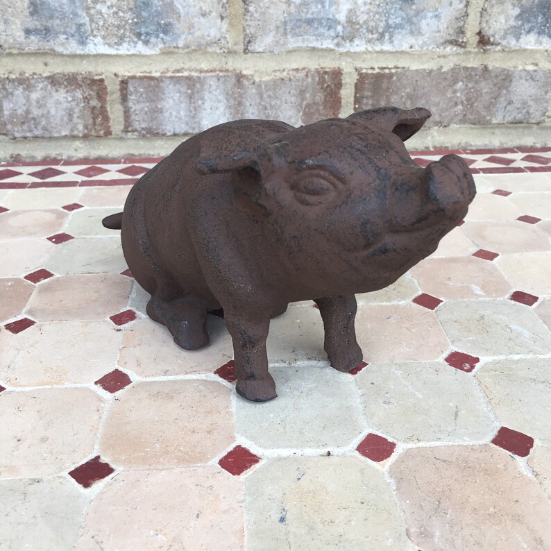 Cast Iron Sitting Pig Door Stop Statue Sculpture Art Figurine - Etsy