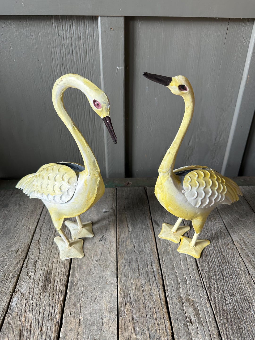 Pair of Antique Style Swan Statues Garden Lawn Art Display Yard - Etsy