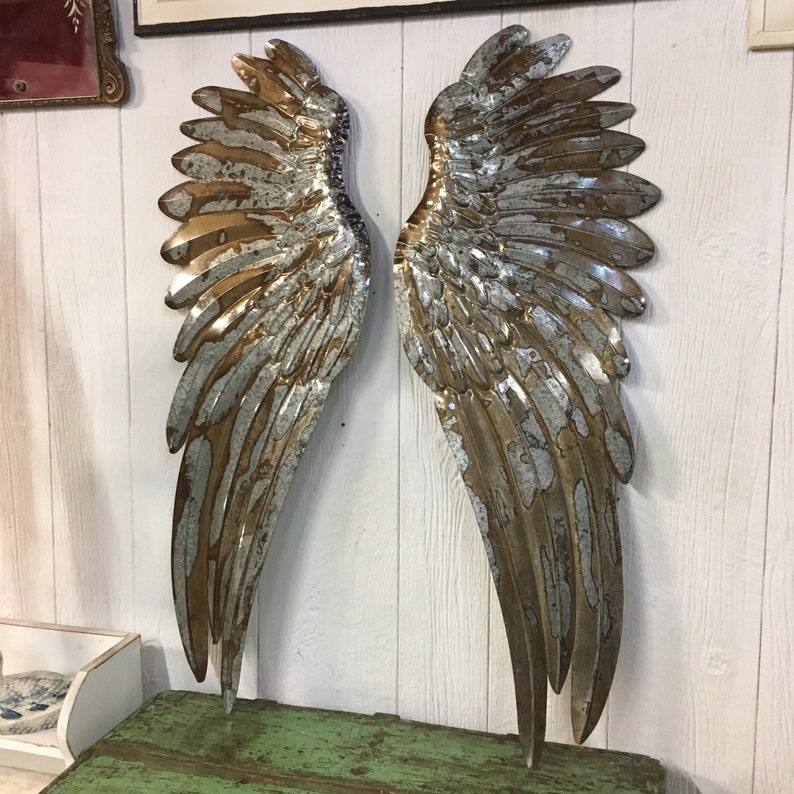 Large 43 Set of Galvanized Metal Angel Wings Pair Rustic - Etsy