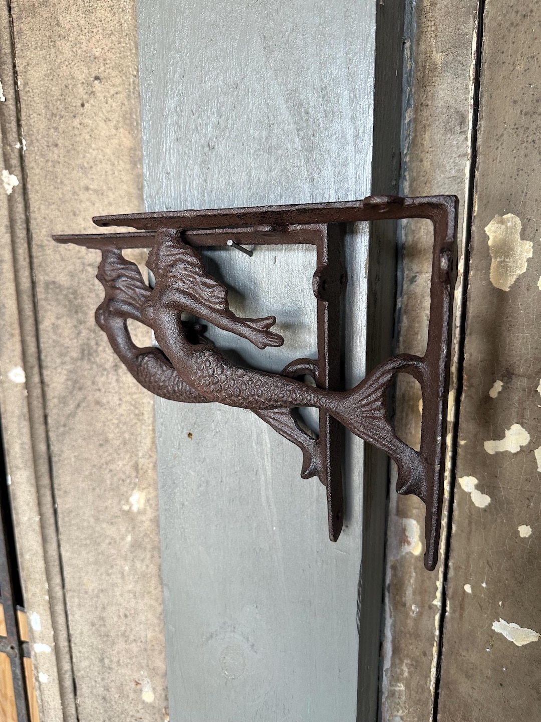Set of 2 Cast Iron Mermaid Brackets - Nautical Shelf Beach Decor - Etsy