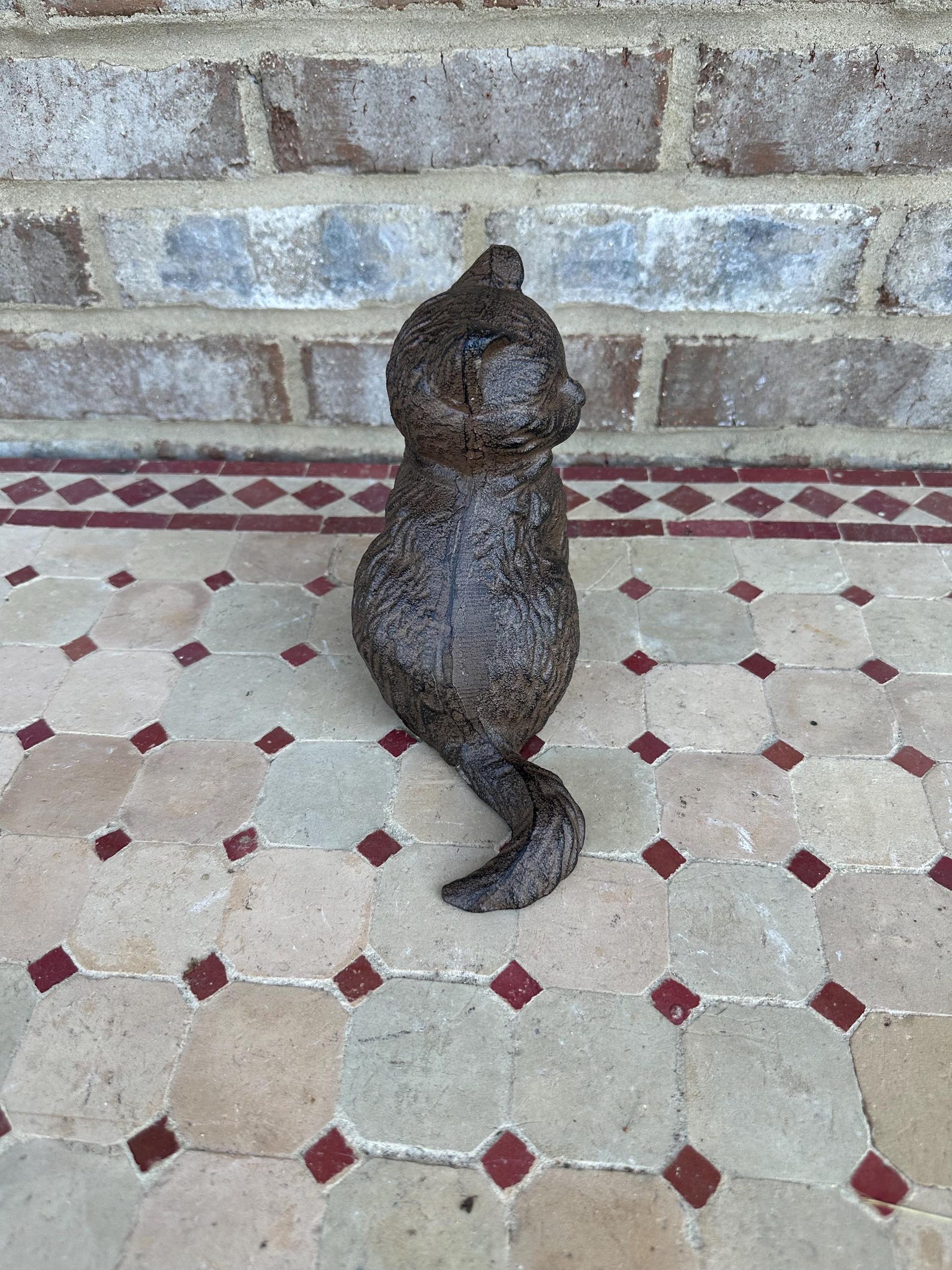 Large Heavy Cast Iron Cat Statue Door Stop Sculpture Art Piece Kitten ...
