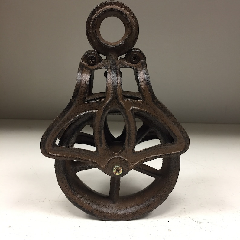 Cast Iron Pulley Wheel Hoist Trolley Farmhouse Decor Rustic Antique ...