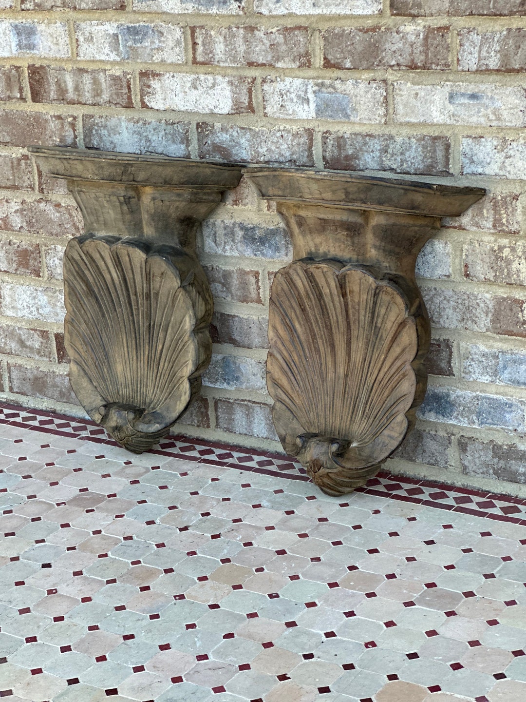 Pair of Beautiful Scalloped Corinthian Style Sconces Wall Shelf Corbel ...
