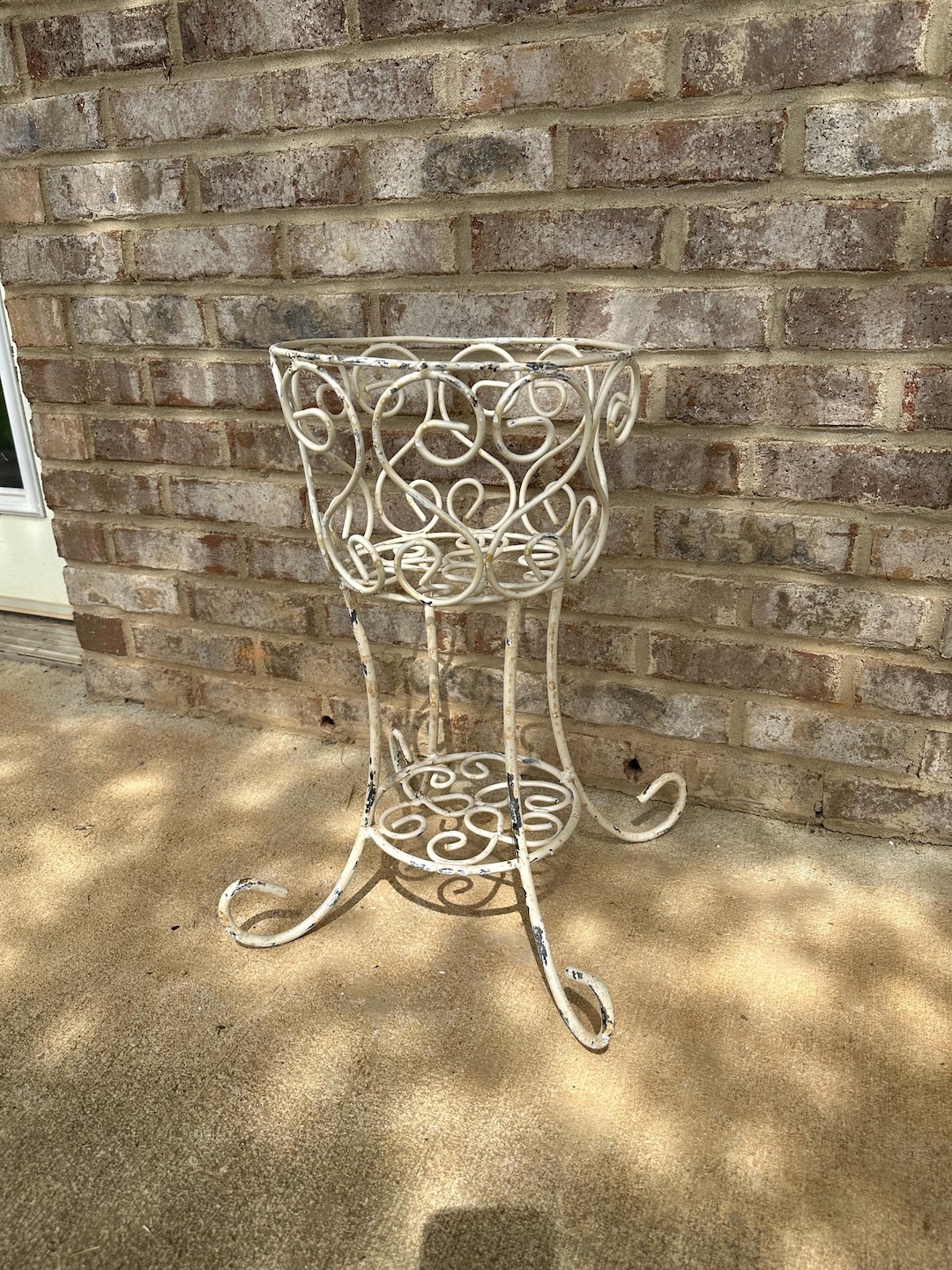 Rustic Ornate Metal 20” Iron Planter Plant Stand Vintage Antique Style ...