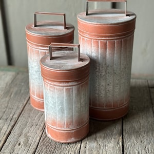 Set of 3 - Metal Canister Set Small Medium Large Storage Containers ...