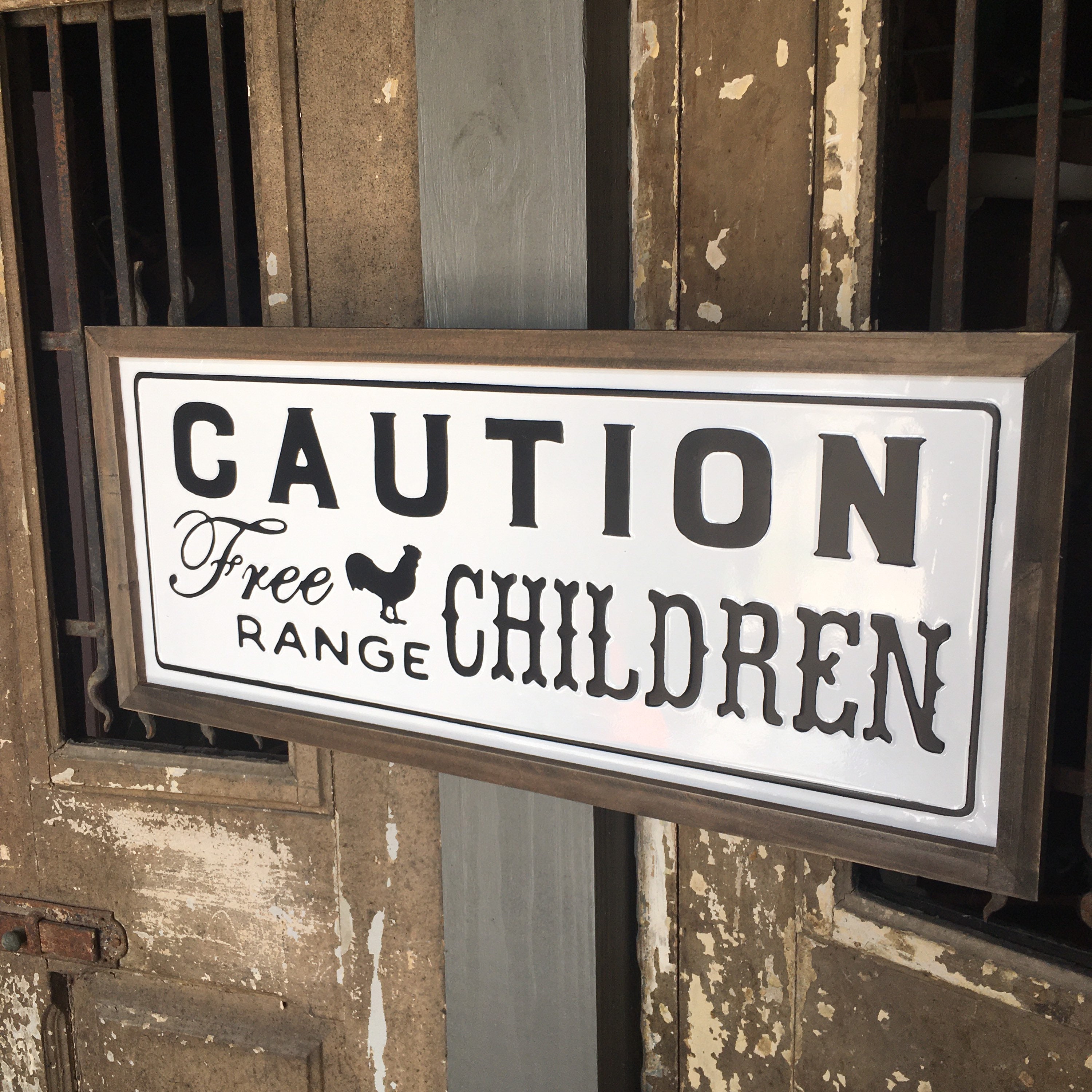 Caution Free Range Children Funny Metal & Wood Sign Farmhouse | Etsy