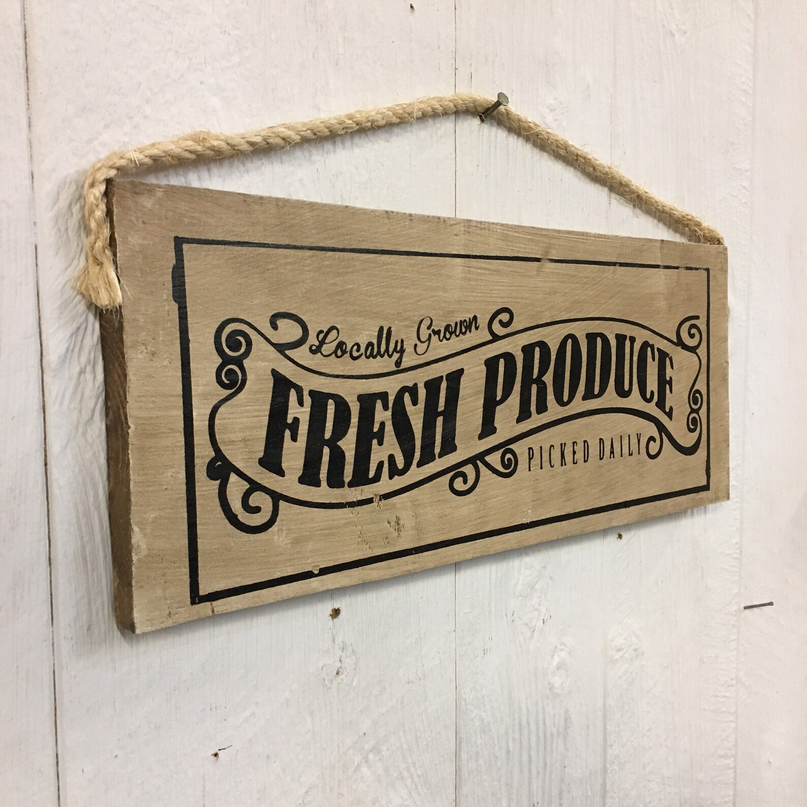 Locally Grown Fresh Produce Handmade Wooden Sign 20x8 Wall | Etsy