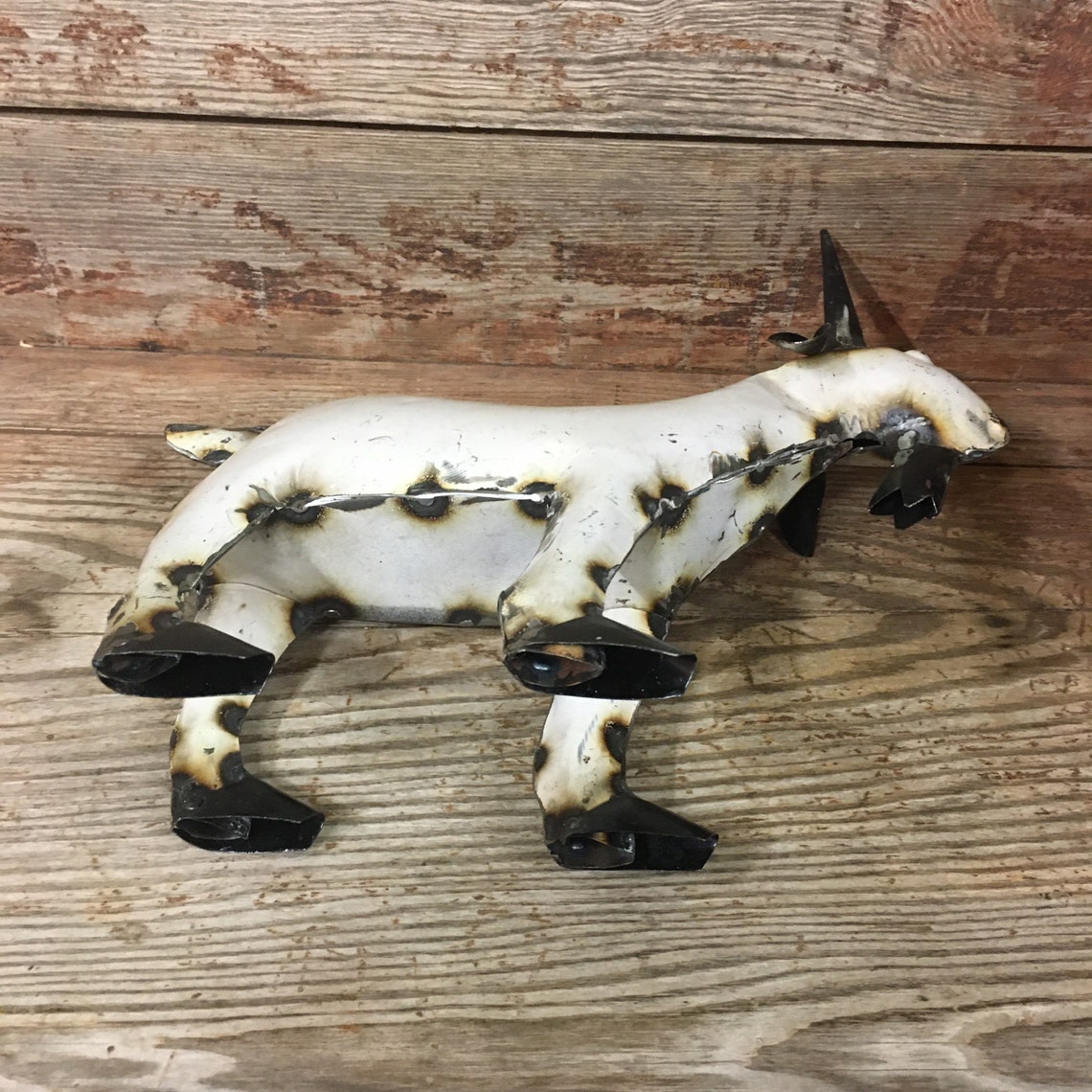 Cute Hand-made Metal Goat Statue Figurine Folk Art Farmhouse Shic Baby ...