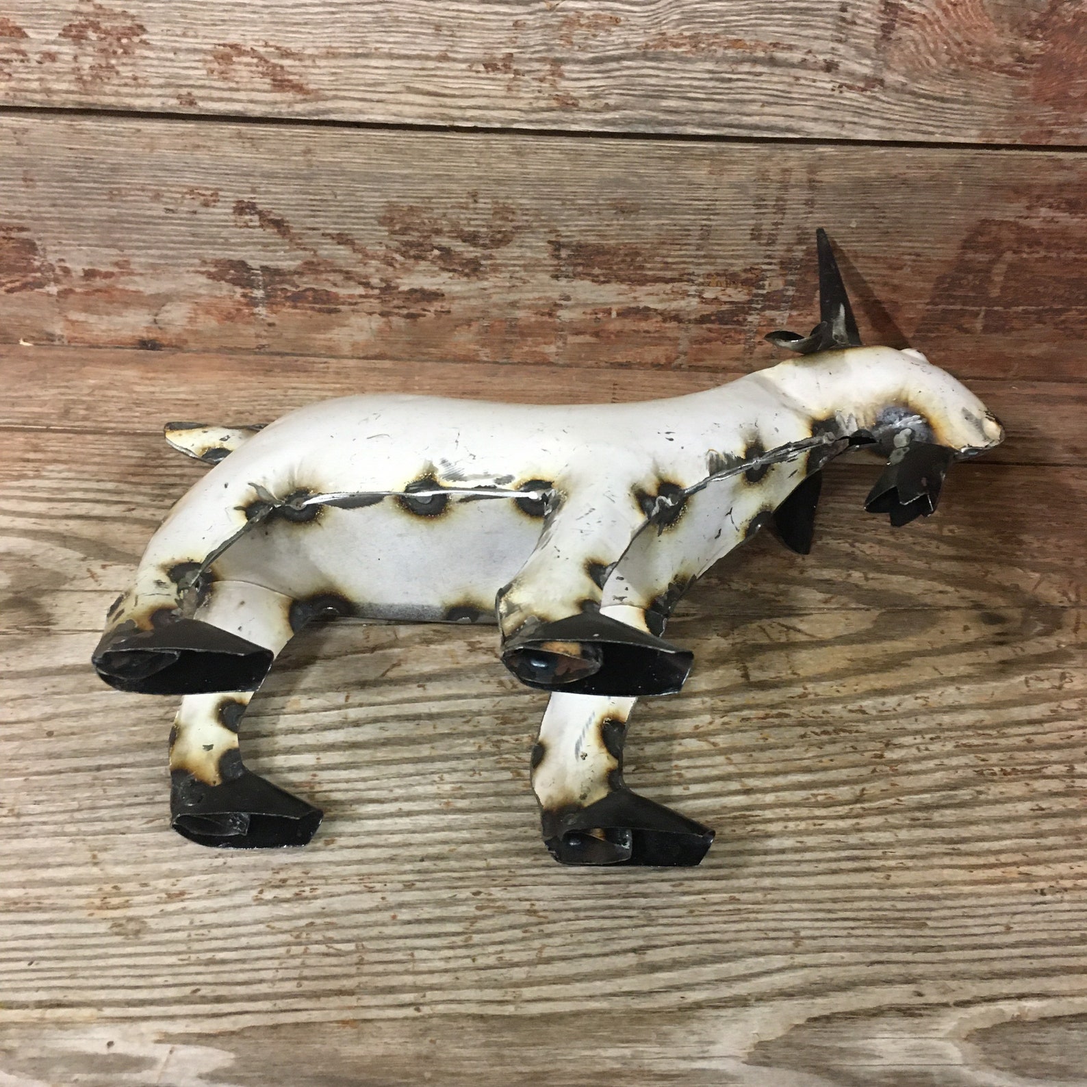 Cute Hand-made Metal Goat Statue Figurine Folk Art Farmhouse Shic Baby ...