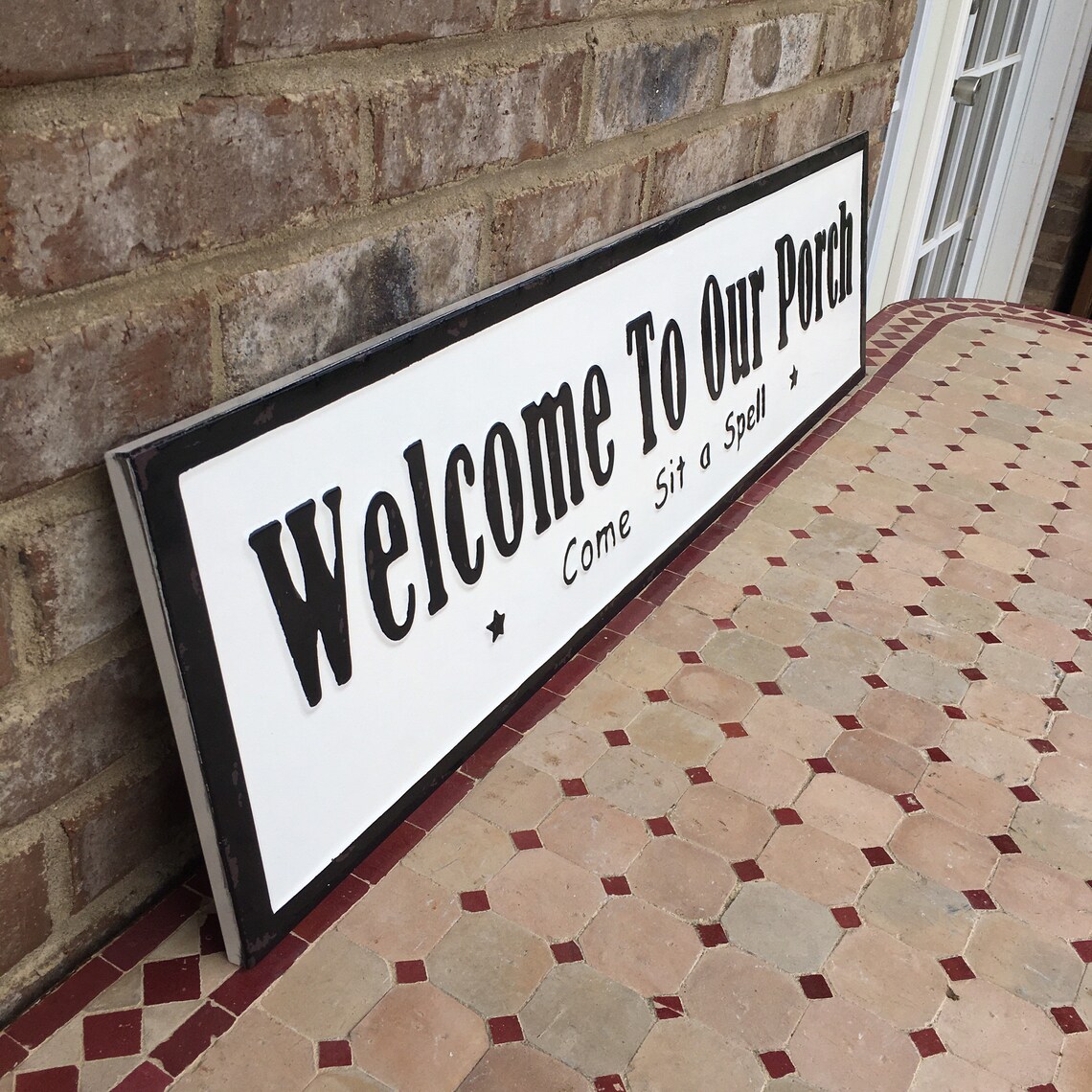 36x9 Welcome to Our Porch Hanging Metal Sign Embossed - Etsy