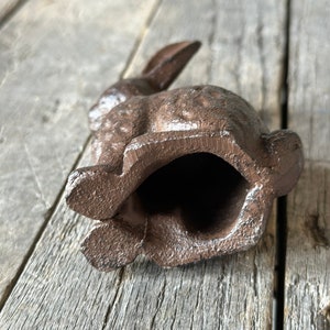 Small 4” Cast Iron Rabbit Statue - Figurine Paperweight Art Figure ...