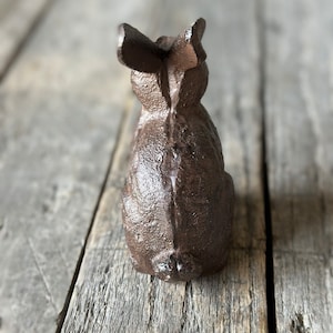 Small 4” Cast Iron Rabbit Statue - Figurine Paperweight Art Figure ...