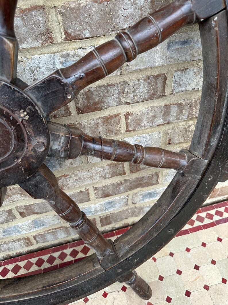 Antique Wooden Ships Wheel "large Vessel" 8 Spoke Maritime Nautical ...