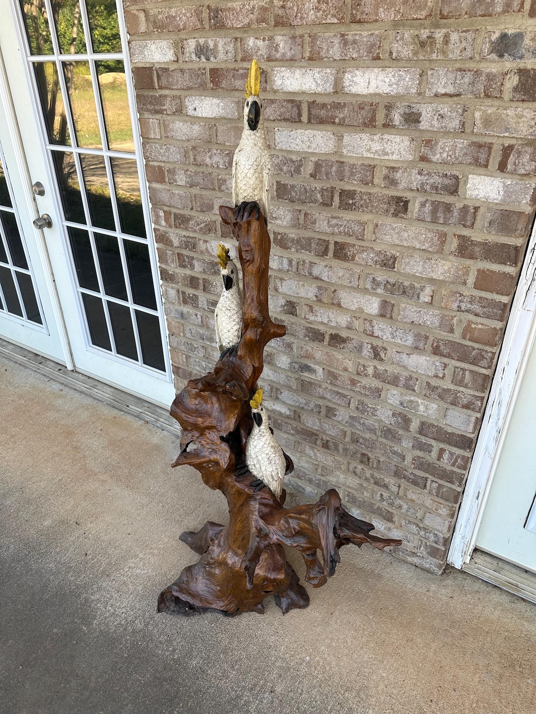 Large Hand-carved Life-size Cockatoo in Tree Statue Teak Wood - Etsy