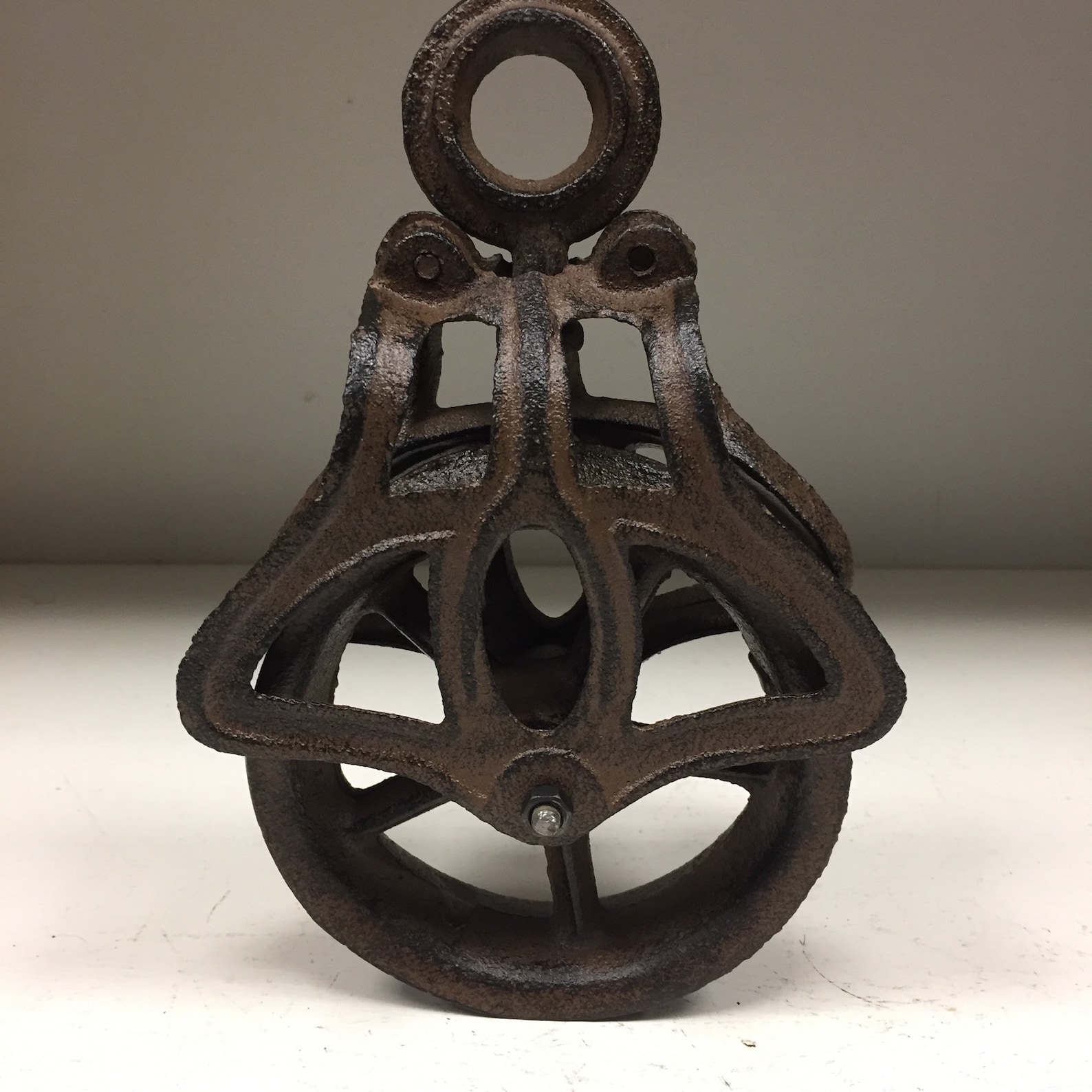 Cast Iron Pulley Wheel Hoist Trolley Farmhouse Decor Rustic Antique ...