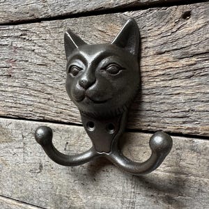 Lot of 3 Cast Iron Cat Head Hanger Hooks Coat Towel Keys Hat Rack ...