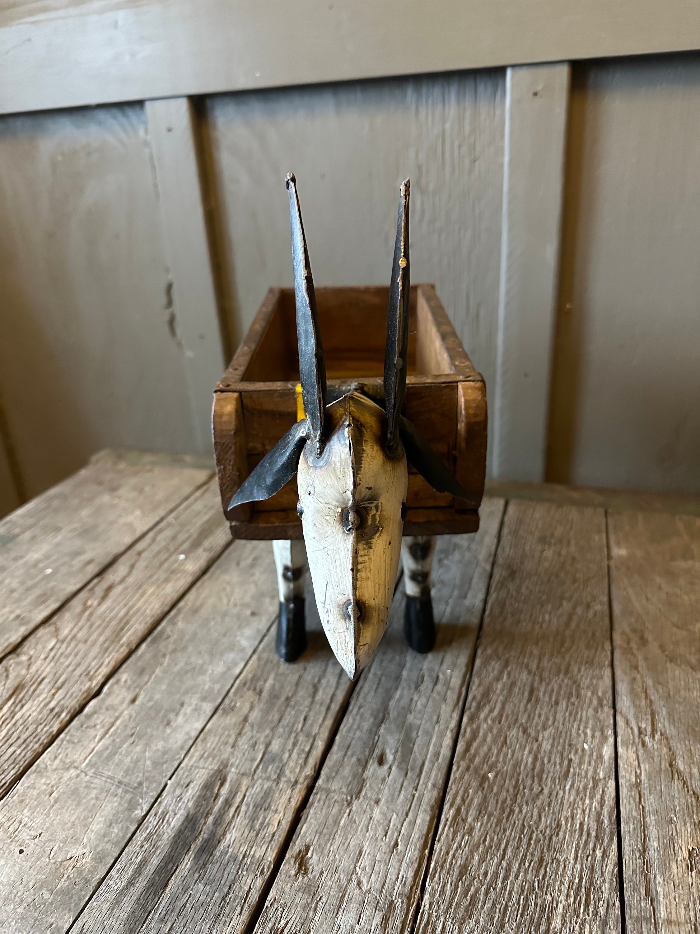Rustic Primitive Metal Goat Farmhouse Decor Vintage Wooden Brick Mold ...
