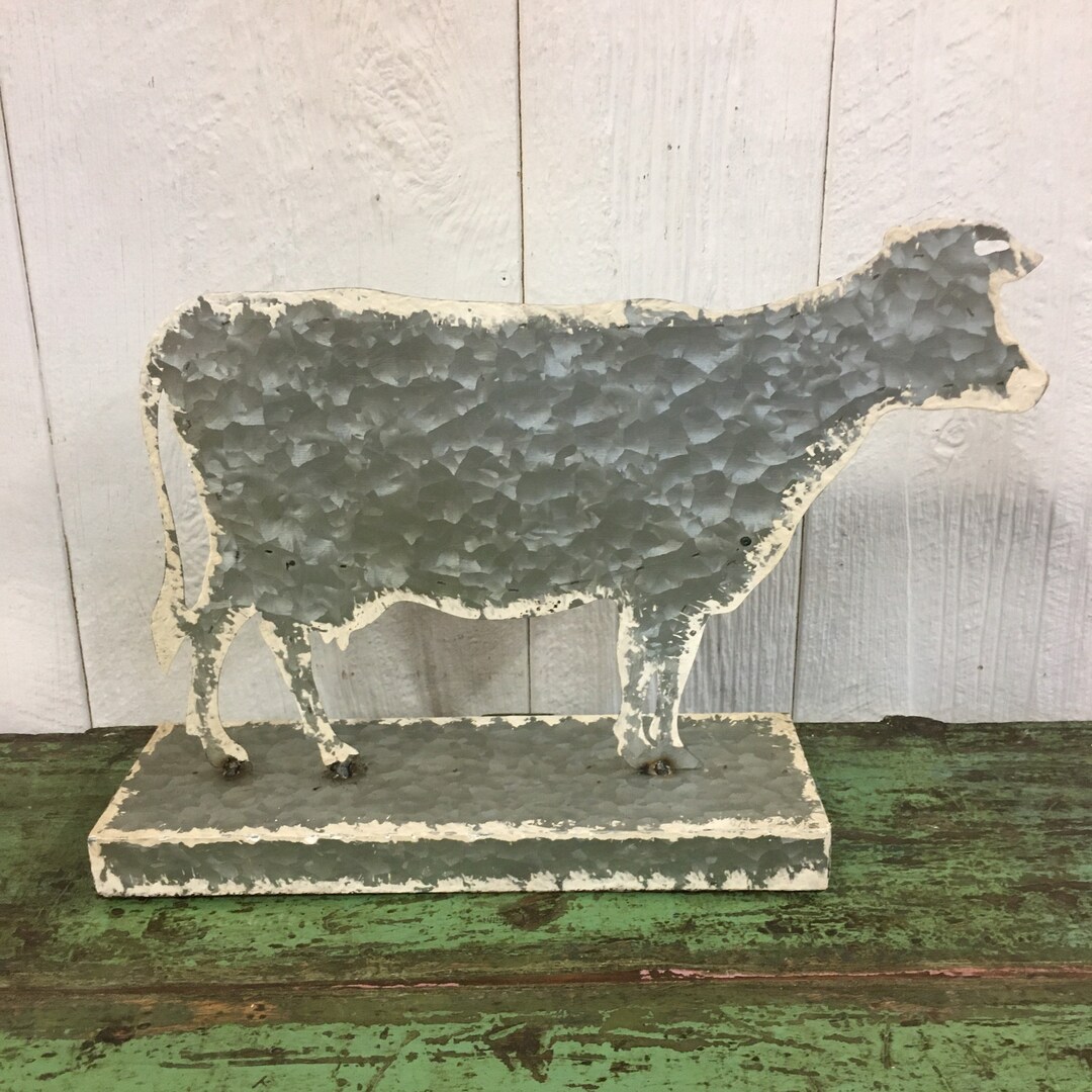 Galvanized Metal Standing Cow Silhouette Farmhouse Country Rustic ...