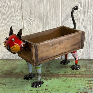 Rustic Primitive Metal Cat Farmhouse Decor Vintage Wooden Brick Mold ...