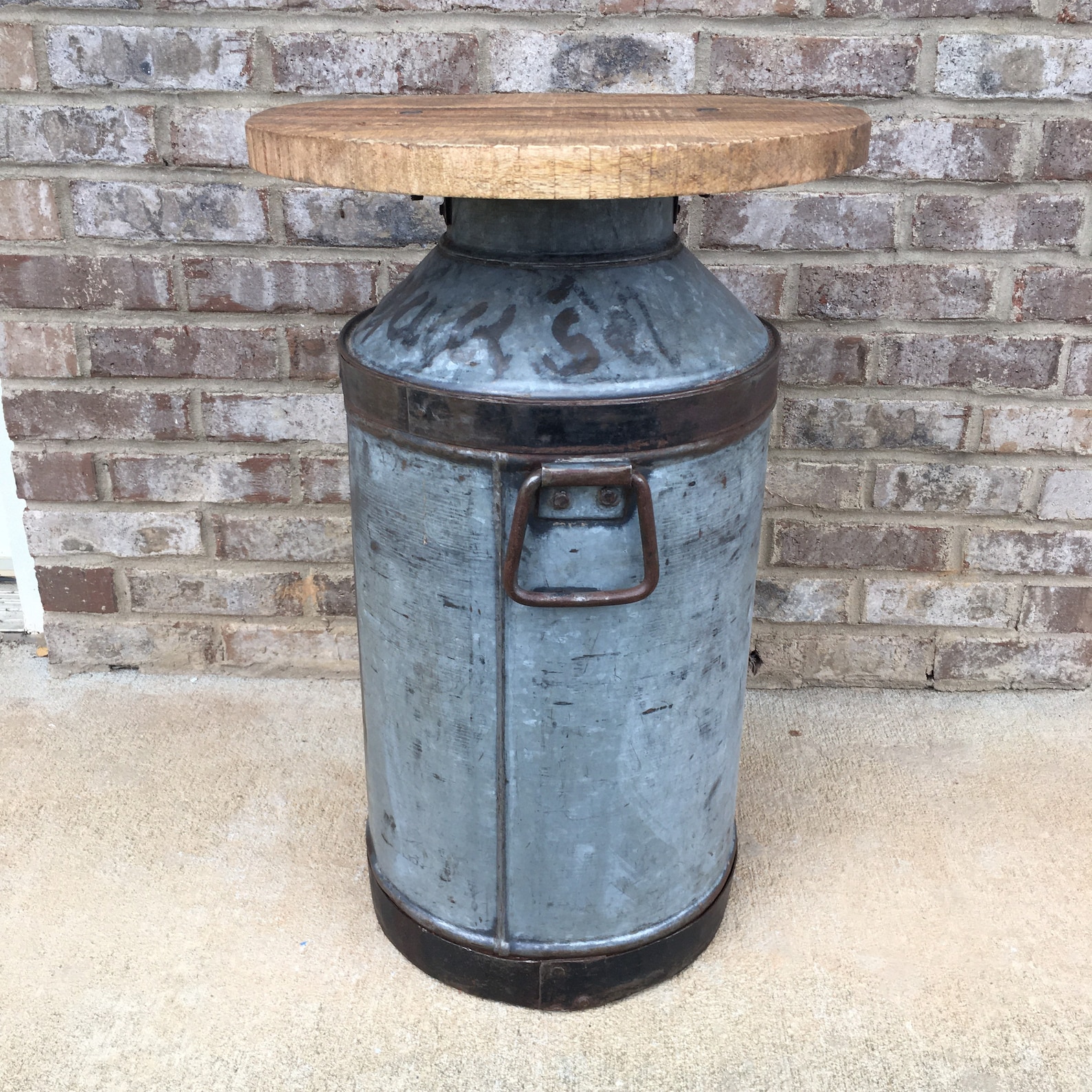 Incredible Antique Milk Can Round Table Reclaimed Wood Rustic Primitive ...