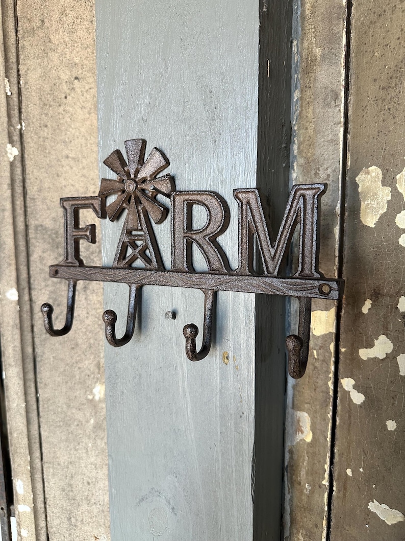 Windmill Farm Cast Iron Wall Hanger 4 Hooks - Etsy
