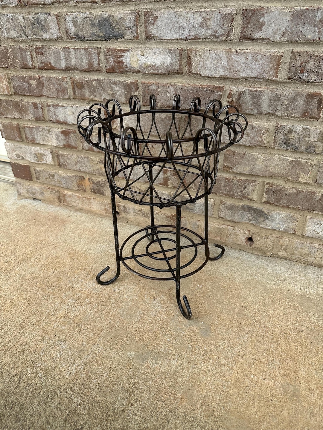 Rustic Metal 15” Iron Planter Plant Stand Vintage Antique Style Garden ...