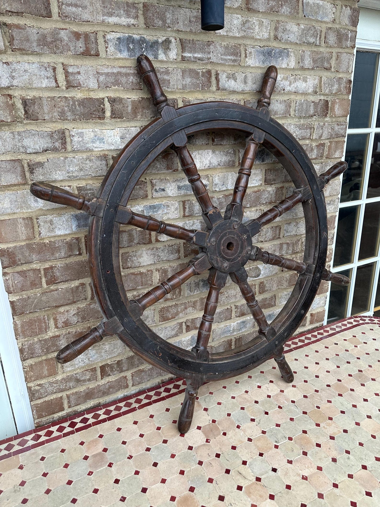 Antique Wooden Ships Wheel "large Vessel" 8 Spoke Maritime Nautical ...