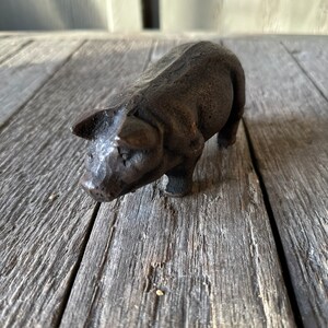 Small 5” Cast Iron Pig Statue - Figurine Paperweight Art Figure Hog ...