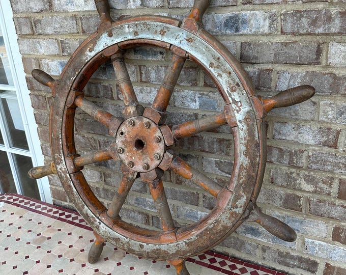 Antique Wooden Ships Wheel "large Vessel" 8 Spoke Maritime Nautical ...