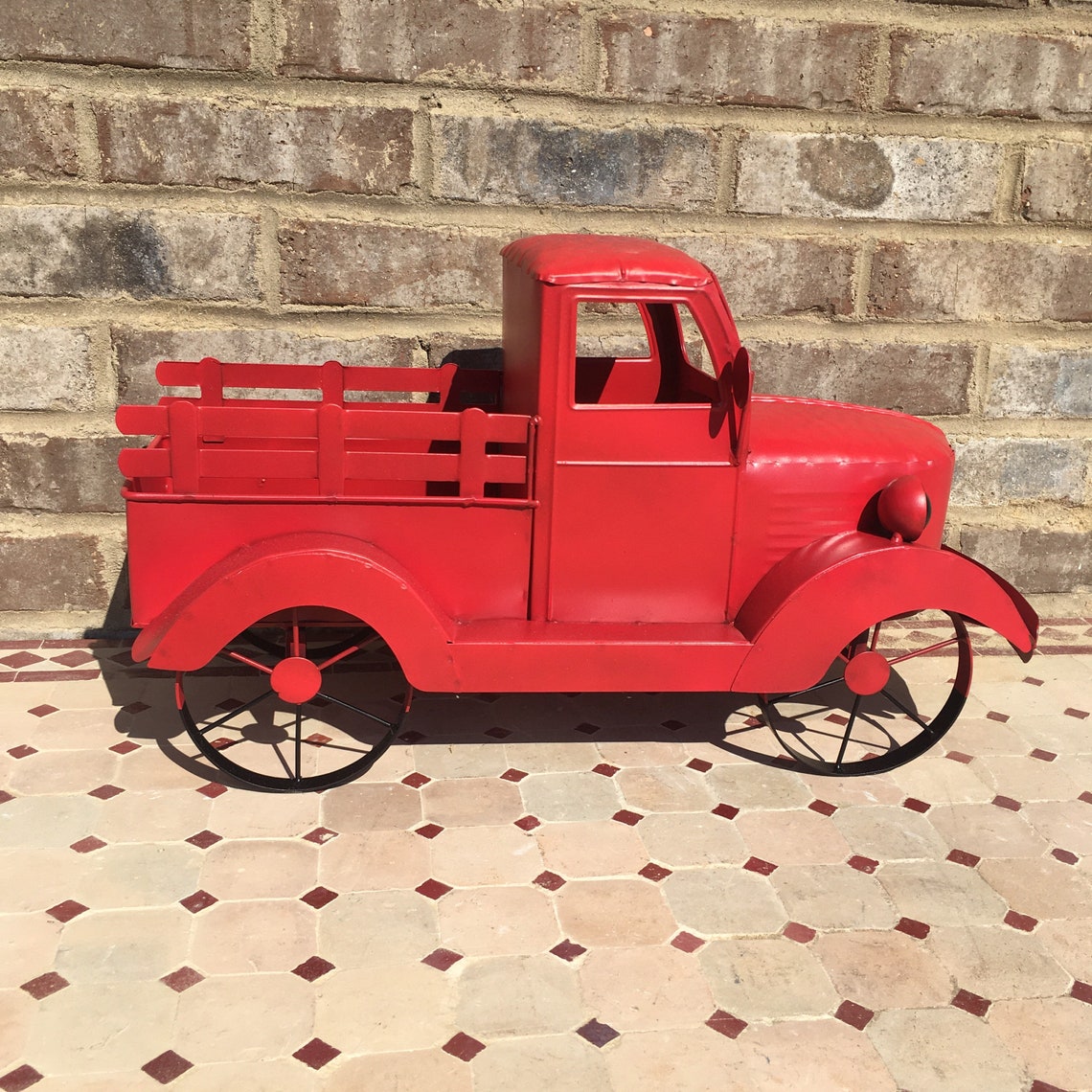 Large Red Metal Truck Display Christmas Fall Planter Holder Porch - Etsy