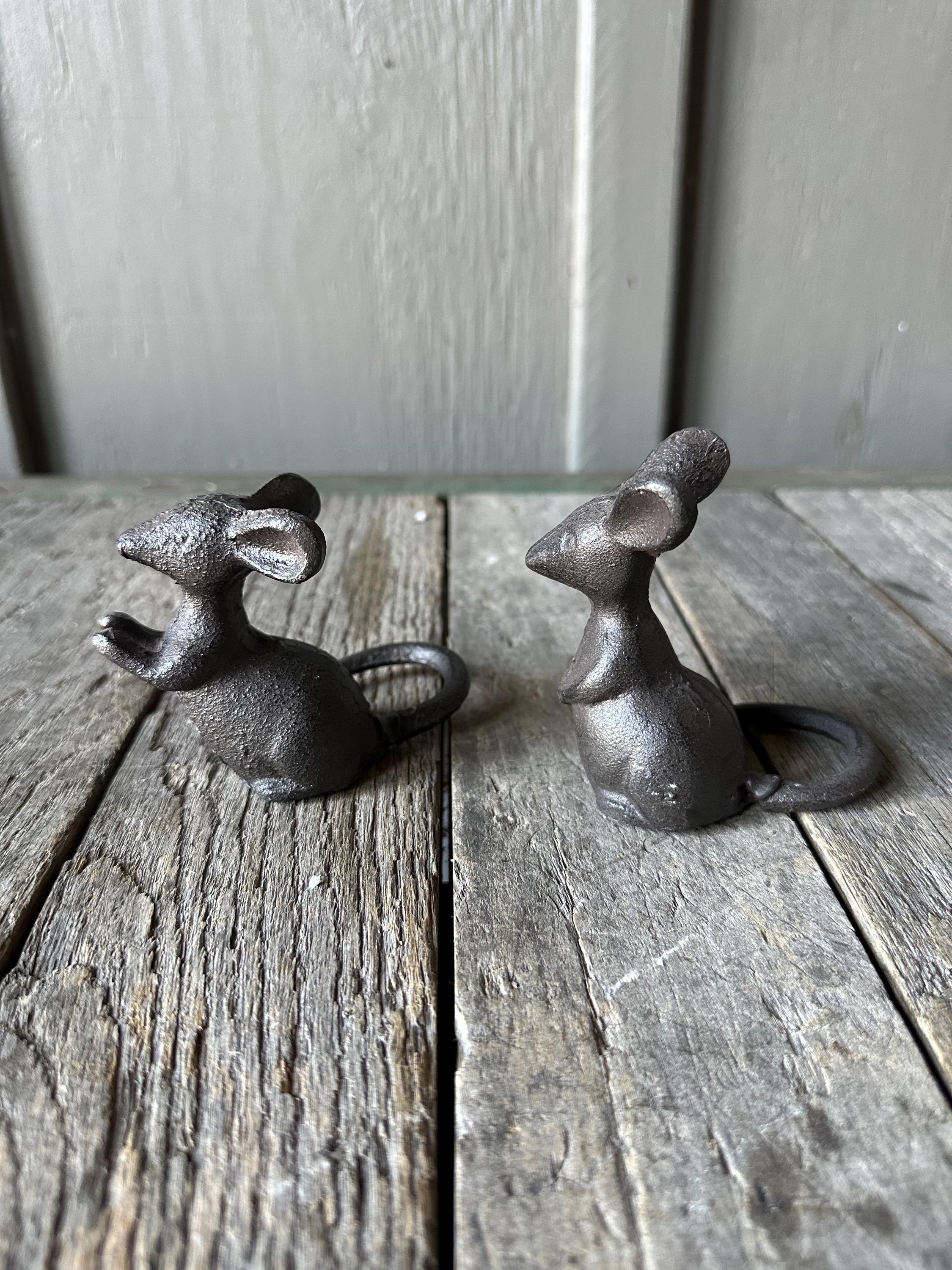Pair of Mice - Set of 2 Cast Iron Mice Paperweight Statue Shelf Art ...