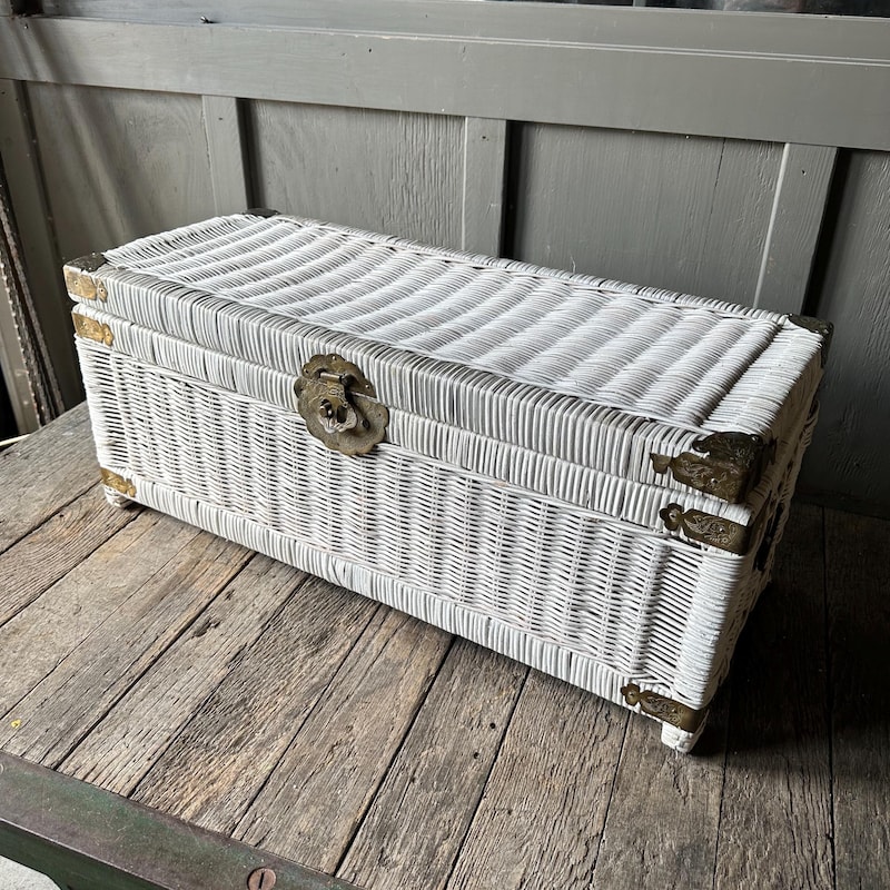 White Wicker Chest Trunk - Etsy