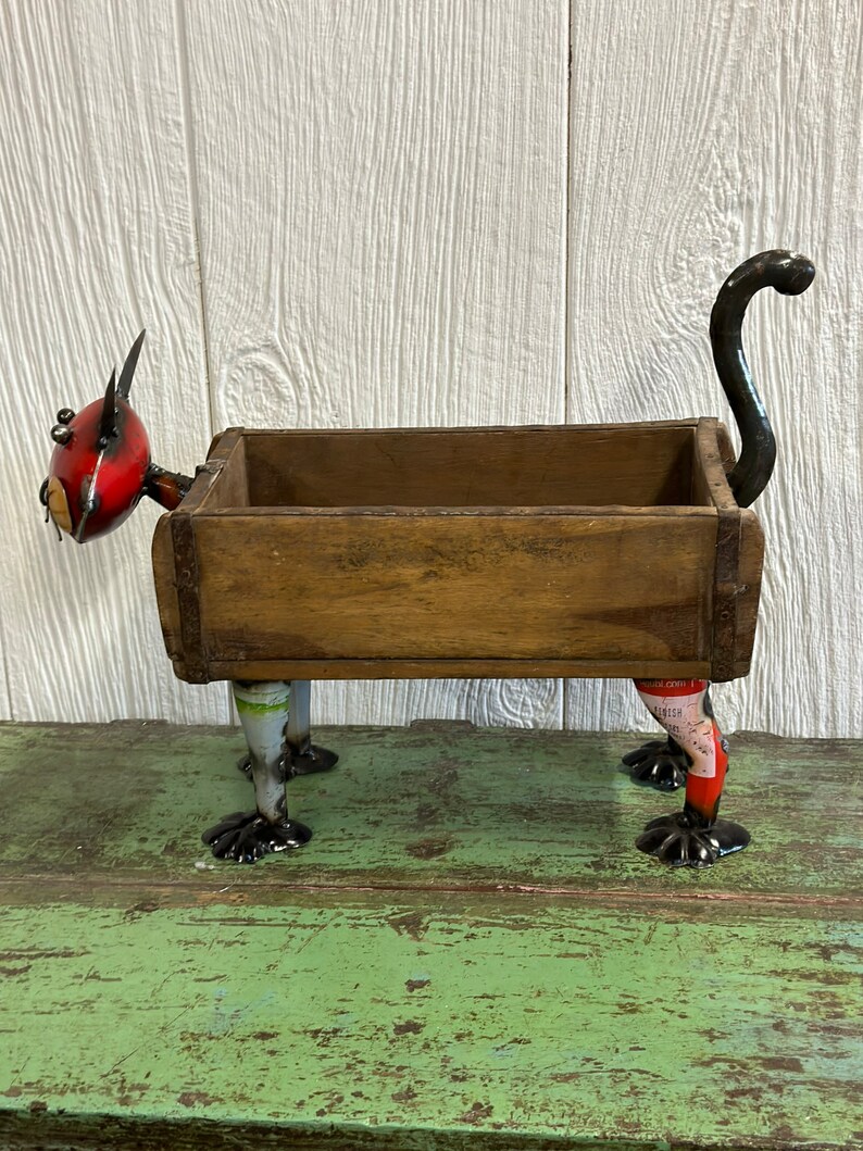 Rustic Primitive Metal Cat Farmhouse Decor Vintage Wooden Brick Mold ...